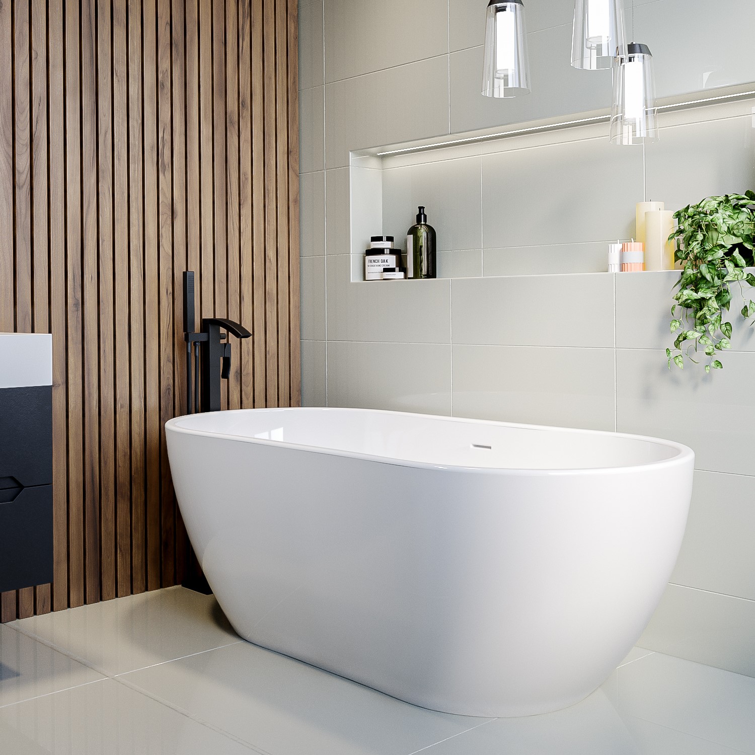 Freestanding Double Ended Bath 1545 x 750mm - Lisbon - Better Bathrooms