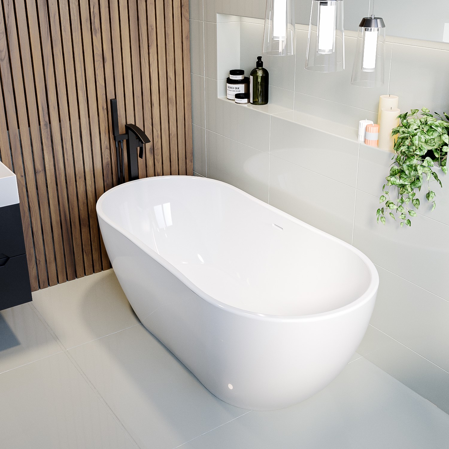Freestanding Double Ended Bath 1645 x 750mm - Lisbon - Better Bathrooms