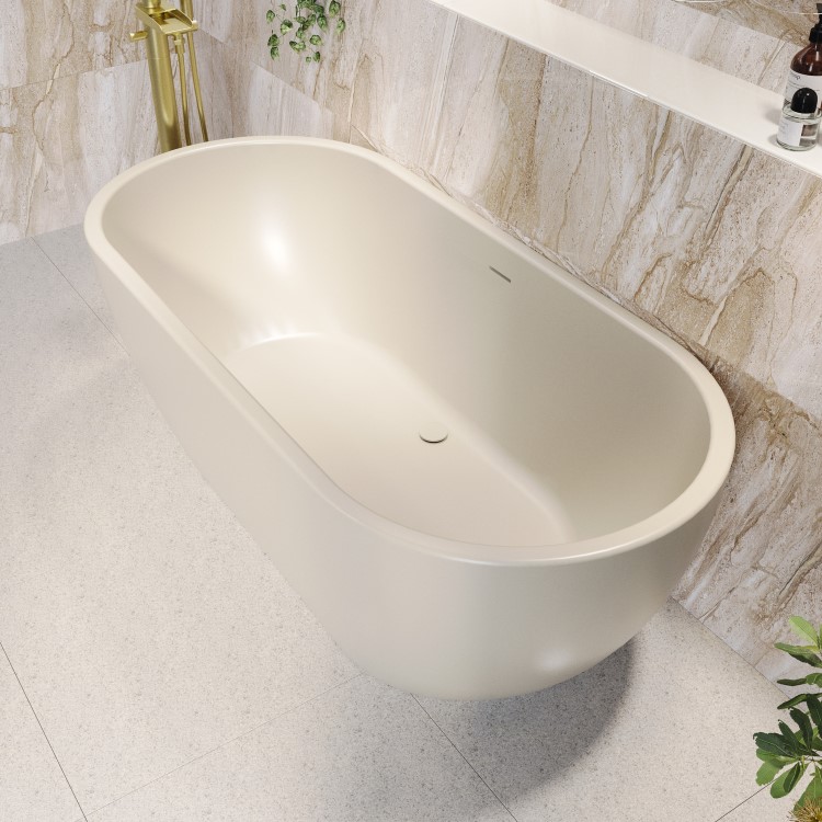 Matt Beige Freestanding Double Ended Bath 1650 x 750mm - Lisbon ...