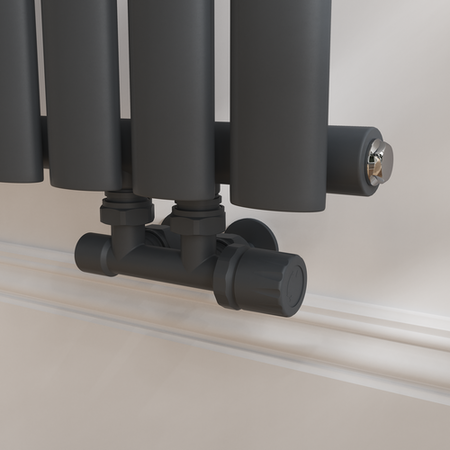 Elego Anthracite Gray Modern Manual H Block Angled Radiator Valves ...