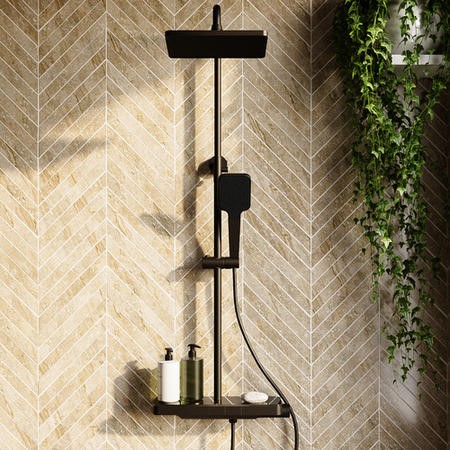 ALMOST PERFECT - Black Thermostatic Mixer Shower Set with Push Button ...
