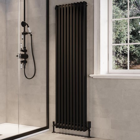 Black Vertical 2 Column Traditional Radiator 1600 x 470mm - Nambi ...