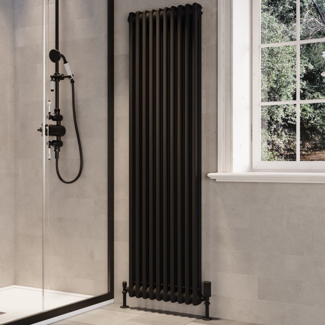 Black Vertical 2 Column Traditional Radiator 1600 x 470mm - Nambi ...