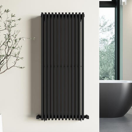 Black Vertical Double Panel Radiator 1200 x 500mm - Nevada - Better ...