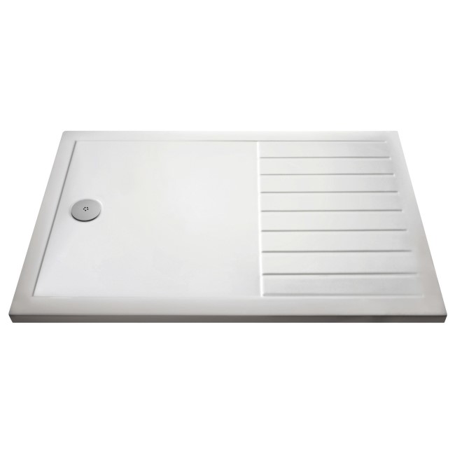 1600x800mm Low Profile Rectangular Walk In Shower Tray with Drying Area ...