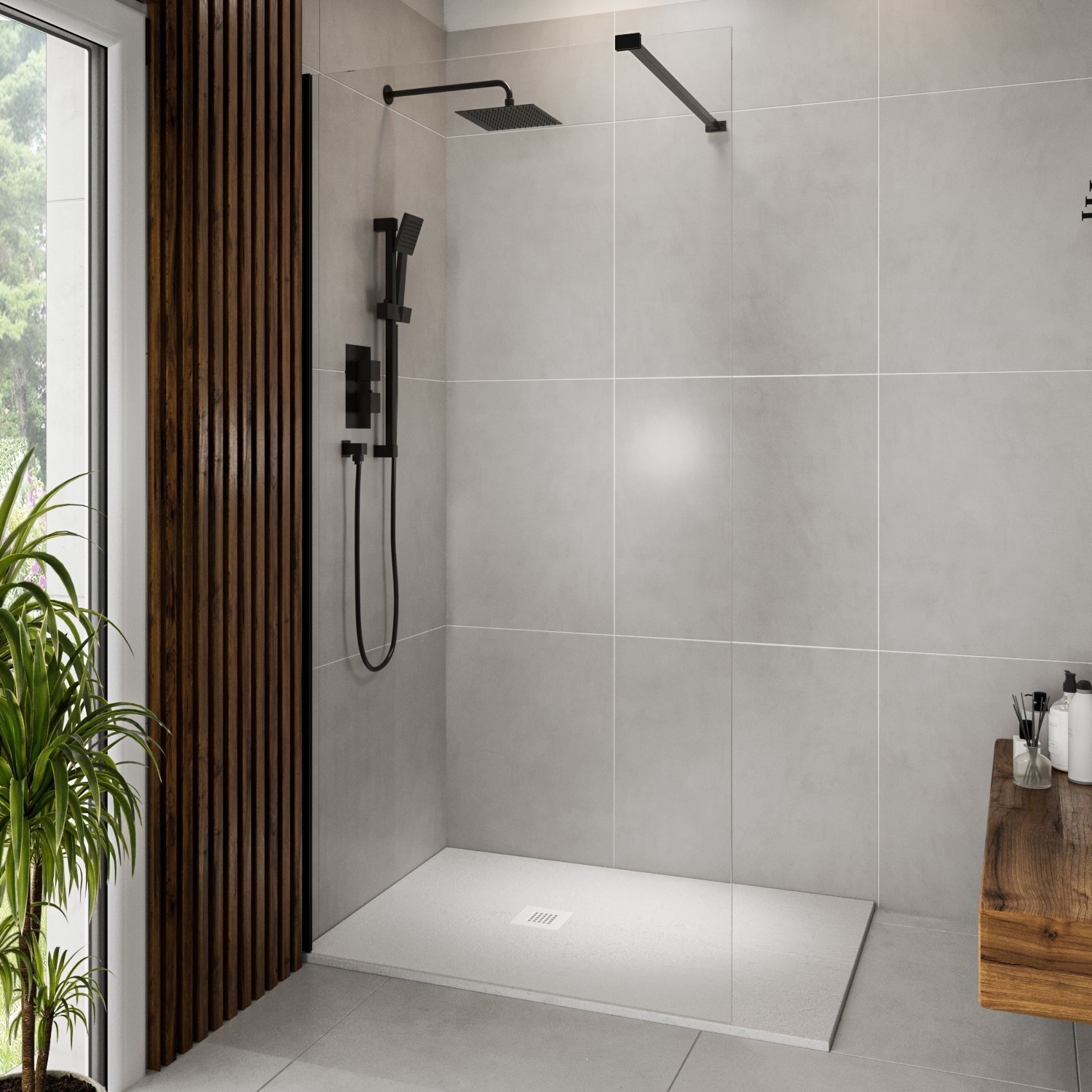 1200 x 900mm Stone Resin White Slate Effect Rectangular Shower Tray ...