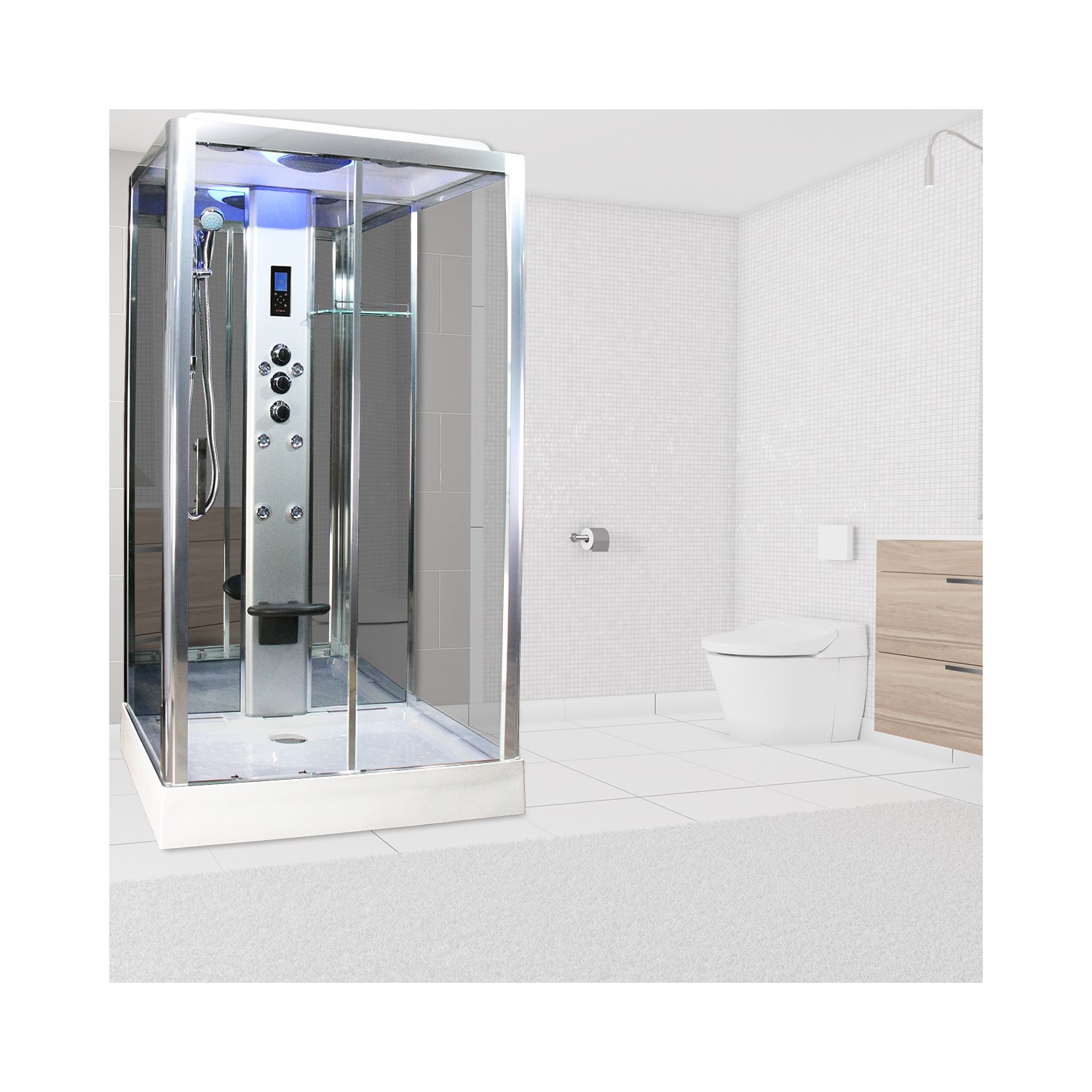 Insignia Premium Rectangular Shower Cabin with 6 Body Jets and ...