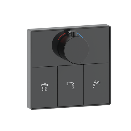 Matt Black Push Button 3 Outlet Concealed Mixer Shower Valve With Glass ...