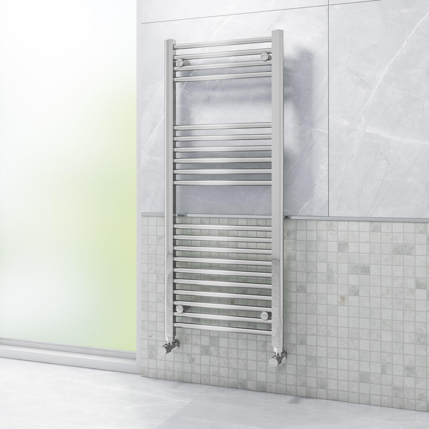 Chrome Straight Vertical Bathroom Towel Radiator - 1200 x 500mm ...