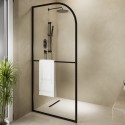 1000mm Brushed Brass Curved Glass Shower Screen for Wetroom & Walk In ...