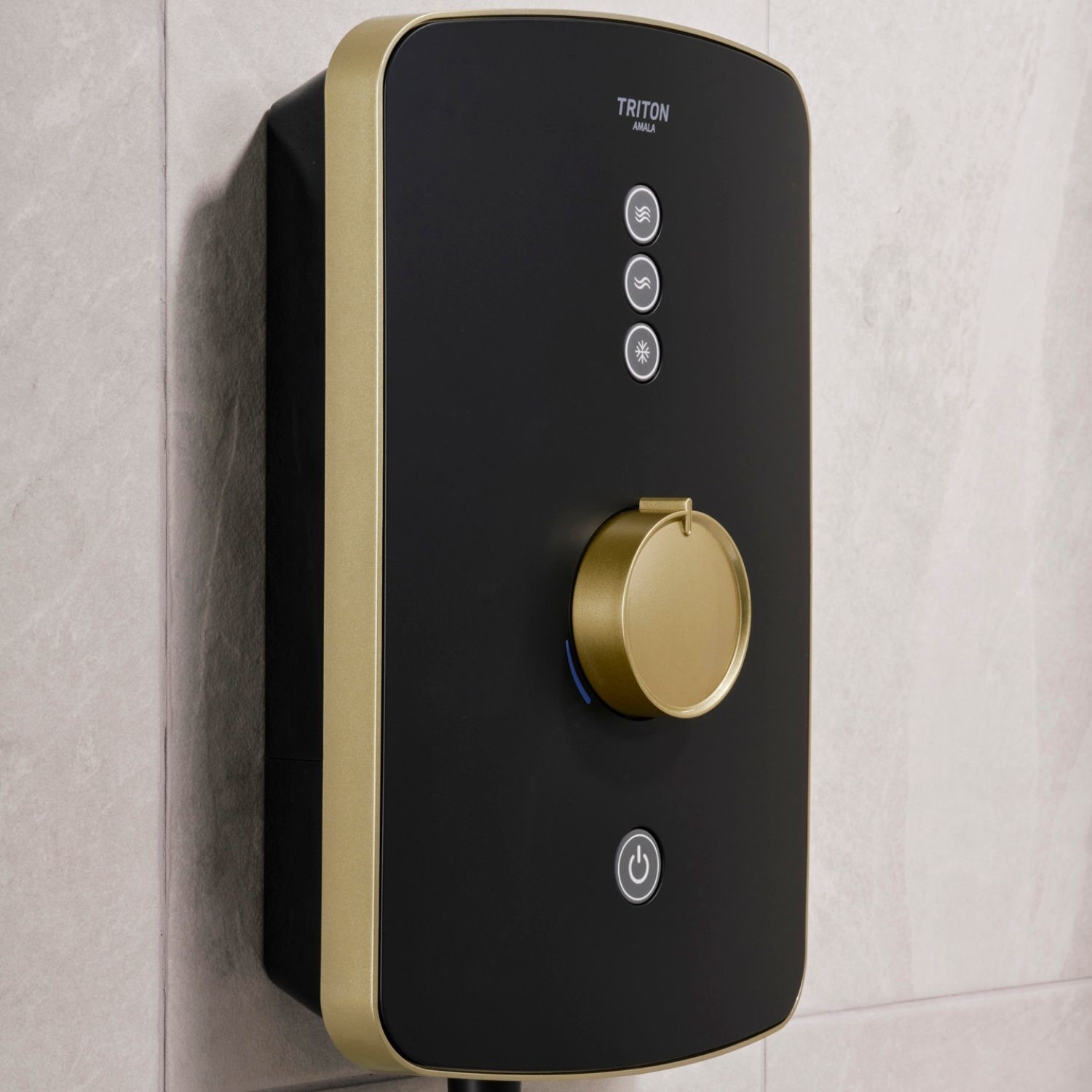 Triton Amala Metallic 9.5kW Black Electric Shower with Brushed Brass ...