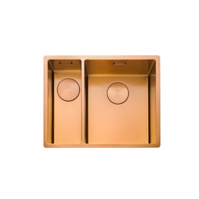 1.5 Bowl Copper Stainless Steel Left Hand Kitchen Sink - Rangemaster ...
