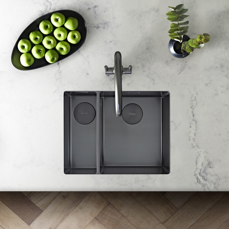 Rangemaster Spectra 1.5 Bowl Graphite Stainless Steel Left Hand Kitchen ...