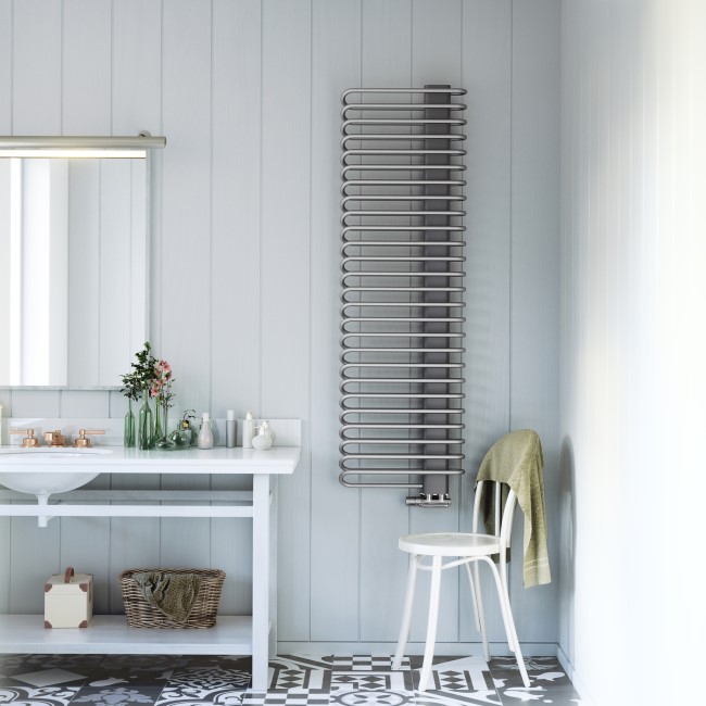 Metallic Grey and Silver Vertical bathroom Towel Radiator 1620 x 500mm ...