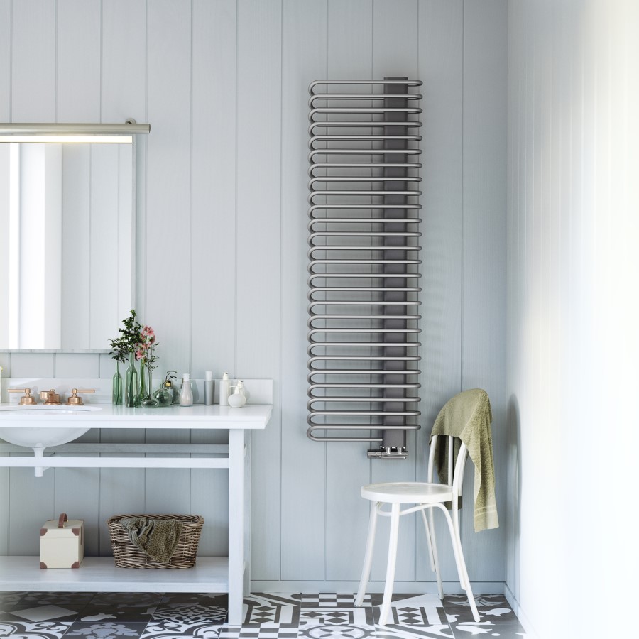 Metallic Grey and Silver Vertical bathroom Towel Radiator 1620 x 500mm ...