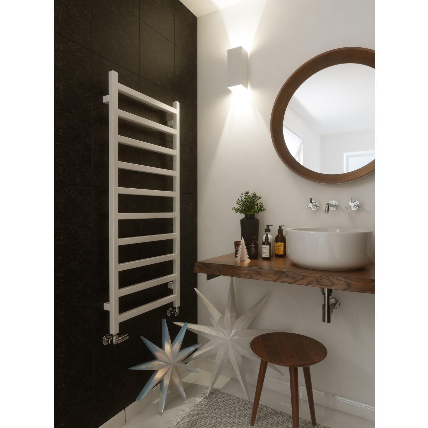 Soft White Vertical Bathroom Towel Radiator with Square Rails 1200 x ...