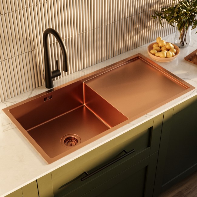 Single Bowl Copper Inset Stainless Steel Kitchen Sink- Enza Tamara ...