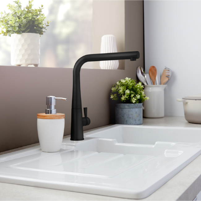 Rangemaster Conical Matte Black Single Lever Mixer Kitchen Tap - Better ...