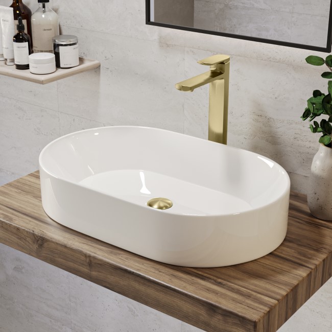 White Oval Countertop Basin 600mm - Tennessee - Better Bathrooms