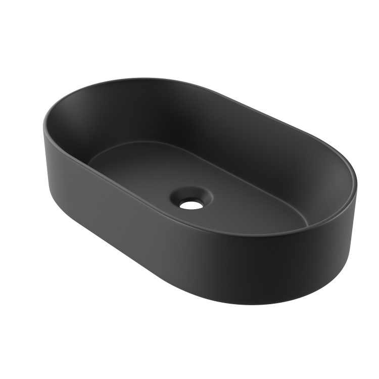 Matt Black Oval Countertop Basin 525mm - Tennessee - Better Bathrooms