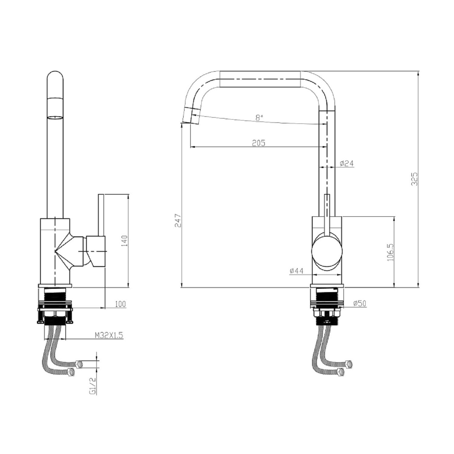 GRADE A1 - Box Opened Enza Elwood Matt Black Single Lever Kitchen Mixer ...