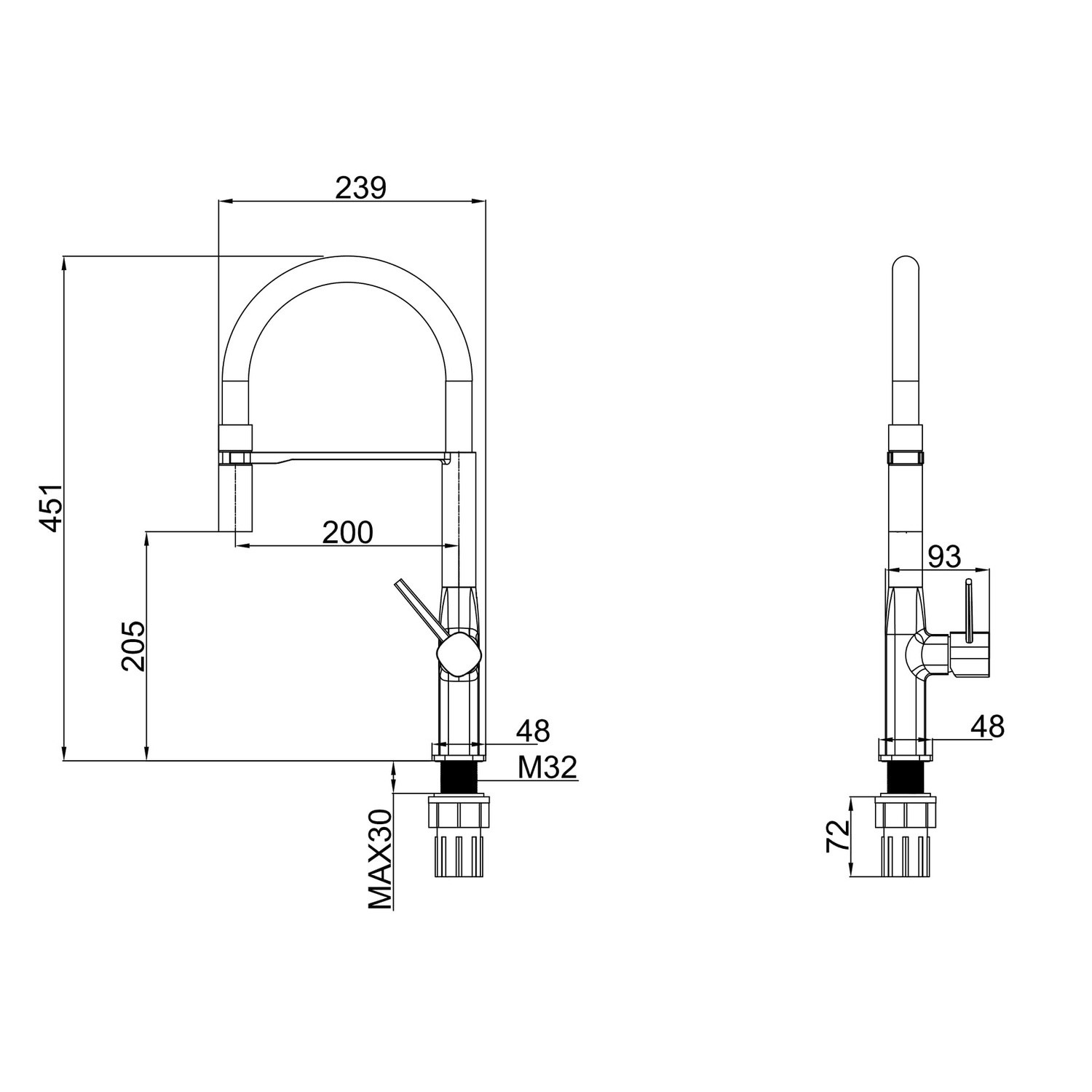 GRADE A1 - Box Opened Enza Zetland Matt Black Pull Out Kitchen Mixer ...