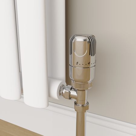 Elego Chrome Modern TRV Angled Thermostatic Radiator Valves With ...