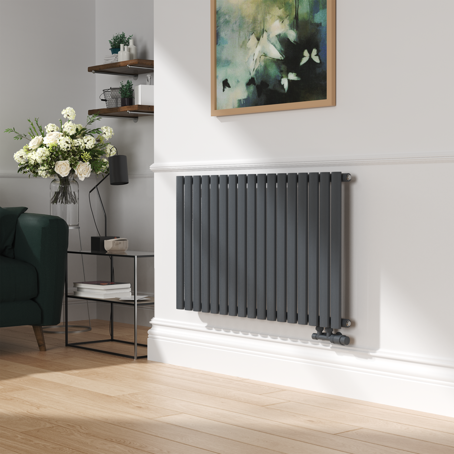 Elego Anthracite Gray Modern TRV H Block Angled Thermostatic Radiator ...