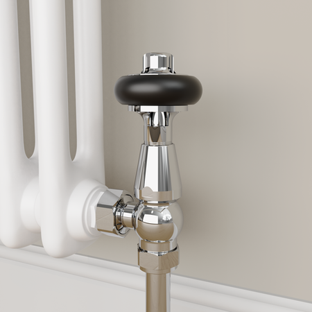 Maesta Chrome Traditional TRV Angled Thermostatic Radiator Valves With ...