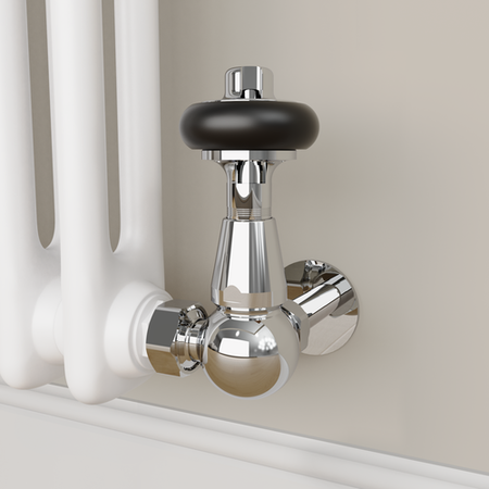 Maesta Chrome Traditional TRV Corner Thermostatic Radiator Valves With ...