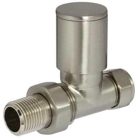 Round Straight Radiator Valves Brushed Nickel - Better Bathrooms