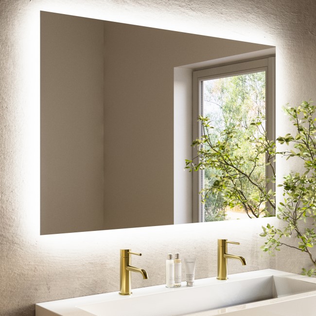 Rectangular Backlit Heated Bathroom Mirror with Lights & Bluetooth ...