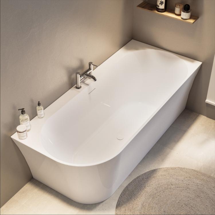 Freestanding Double Ended Right Hand Corner Bath 1700 x 750mm - Vigo ...