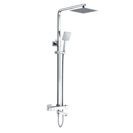Chrome Square Thermostatic Bath Mixer Shower with Square Overhead ...