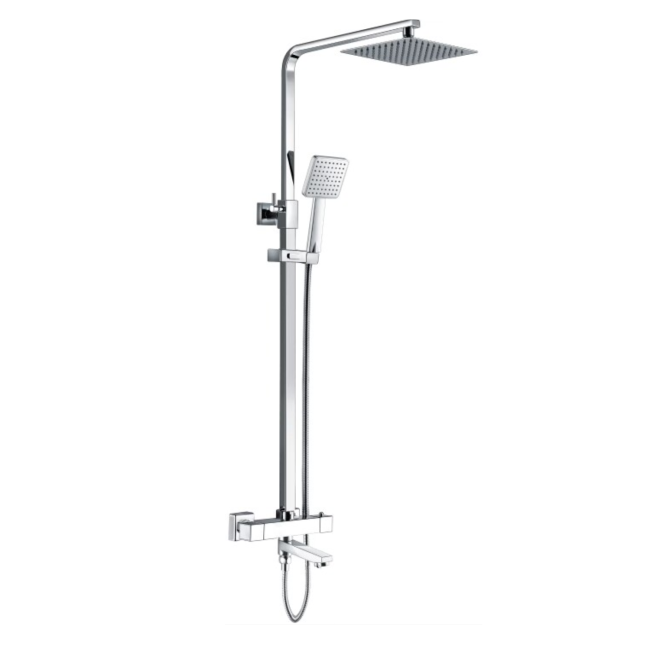 Chrome Square Thermostatic Bath Mixer Shower with Square Overhead ...