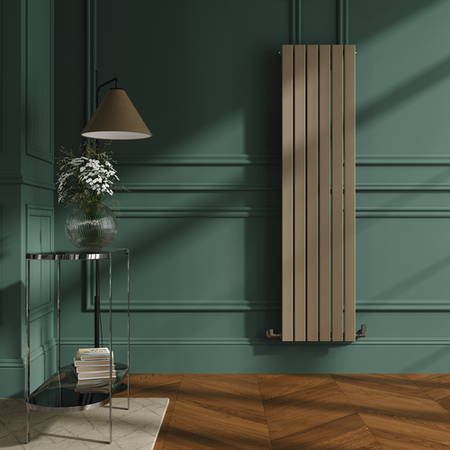 Riace Beige grey Vertical Flat Designer Radiator 1600x408mm Single ...