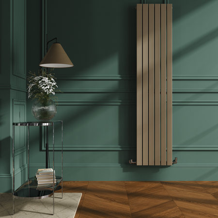 Riace Beige grey Vertical Flat Designer Radiator 1800x408mm Single ...