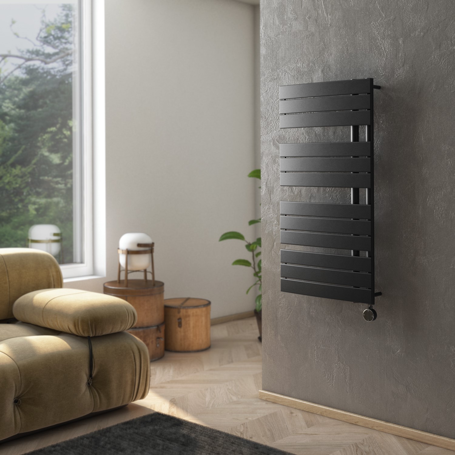 electriQ Flat Panel Electric Towel Radiator H1080xW500mm - Black ...