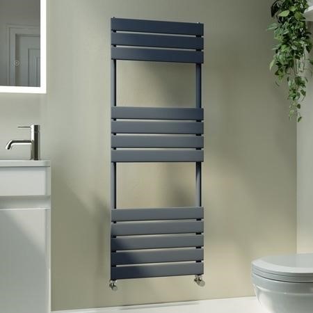 Riace Anthracite Vertical Flat Towel Radiator 1200x450mm Single Panel ...