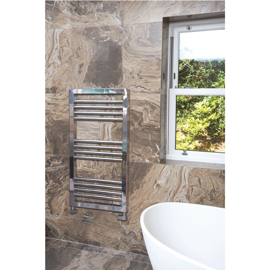 Chrome Vertical Bathroom Towel Radiator 900 x 500mm - Better Bathrooms