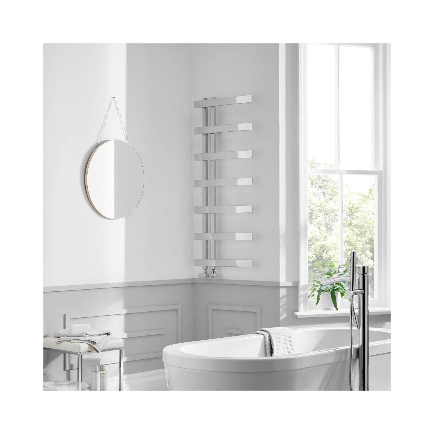 Chrome Vertical Bathroom Towel Radiator 1200 x 500mm - Better Bathrooms