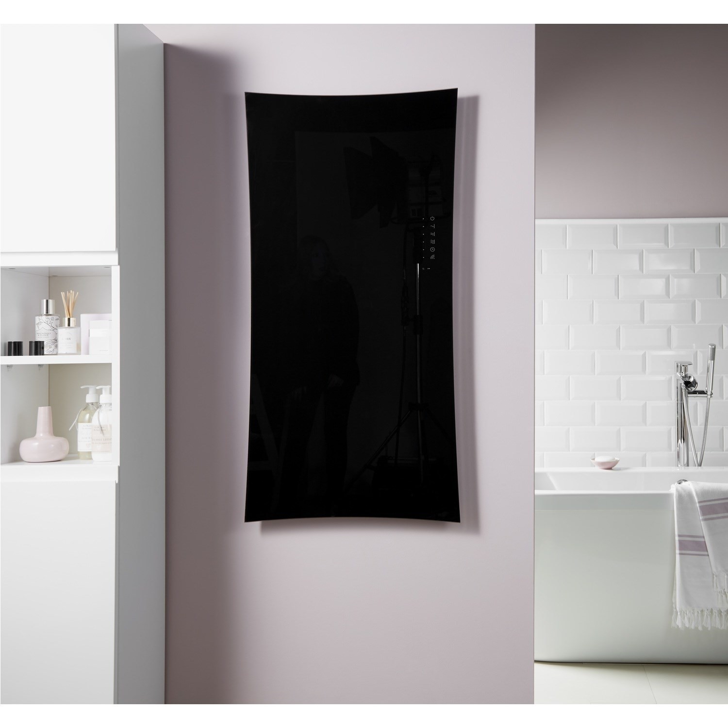 Black Vertical Glass Radiator - 1063 x 532mm - Better Bathrooms