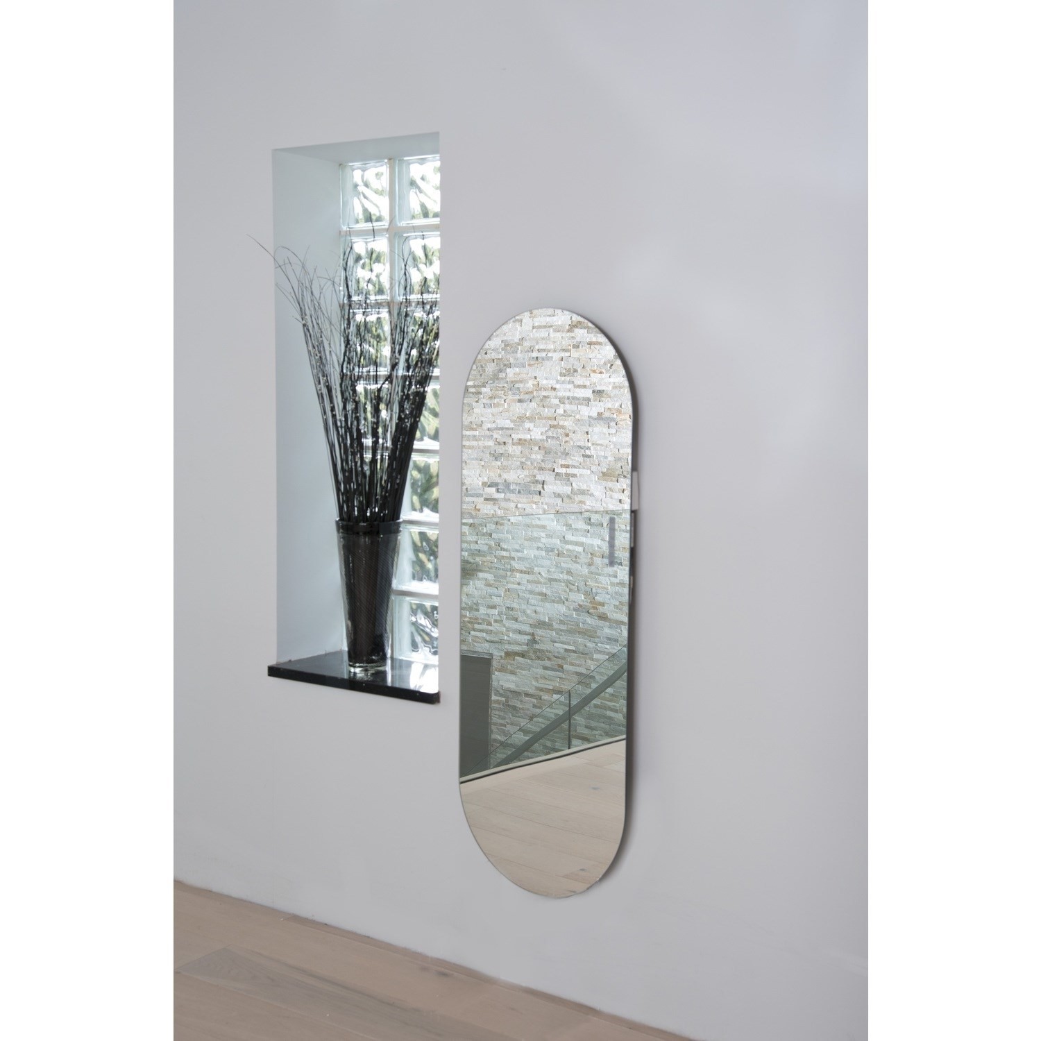 Vertical Glass Mirror Radiator - 1380 x 500mm - Better Bathrooms