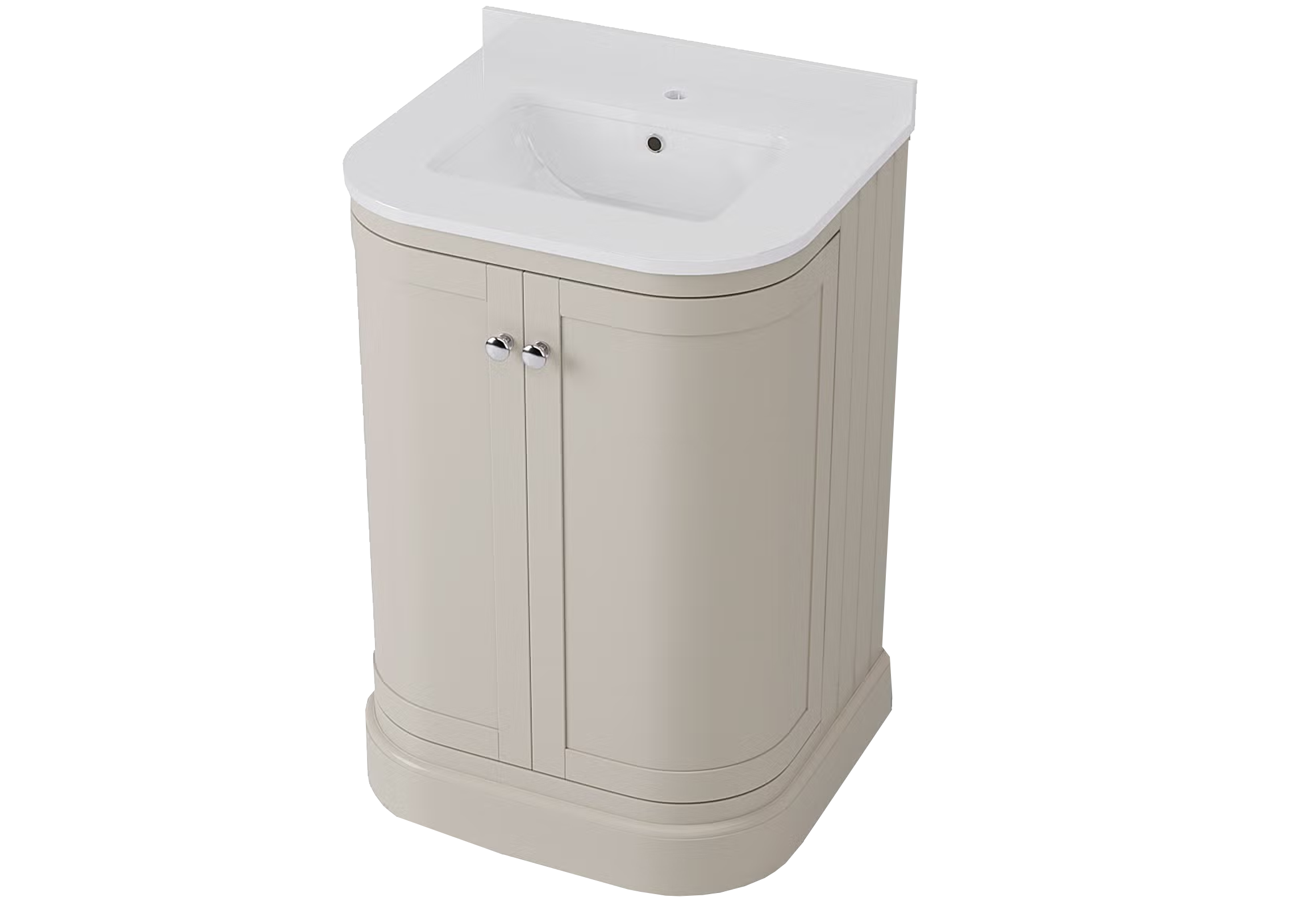 600mm Beige Curved Freestanding Vanity Unit with Basin - Bowland ...