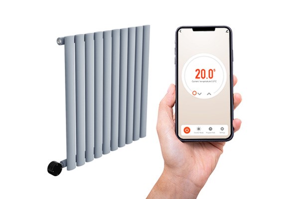 Light Grey Horizontal Smart Electric Radiator with Wi-Fi Thermostat ...