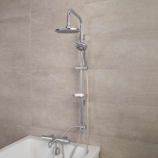 Focus Thermostatic Deck Mounted Bath Shower Mixer With Rail Kit