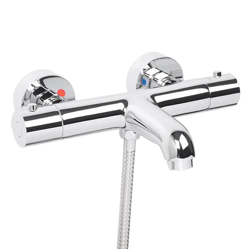 Focus Thermostatic Deck Mounted Bath Shower Mixer with Rail Kit Focus Thermostatic Deck Mounted Bath Shower Mixer with Rail Kit